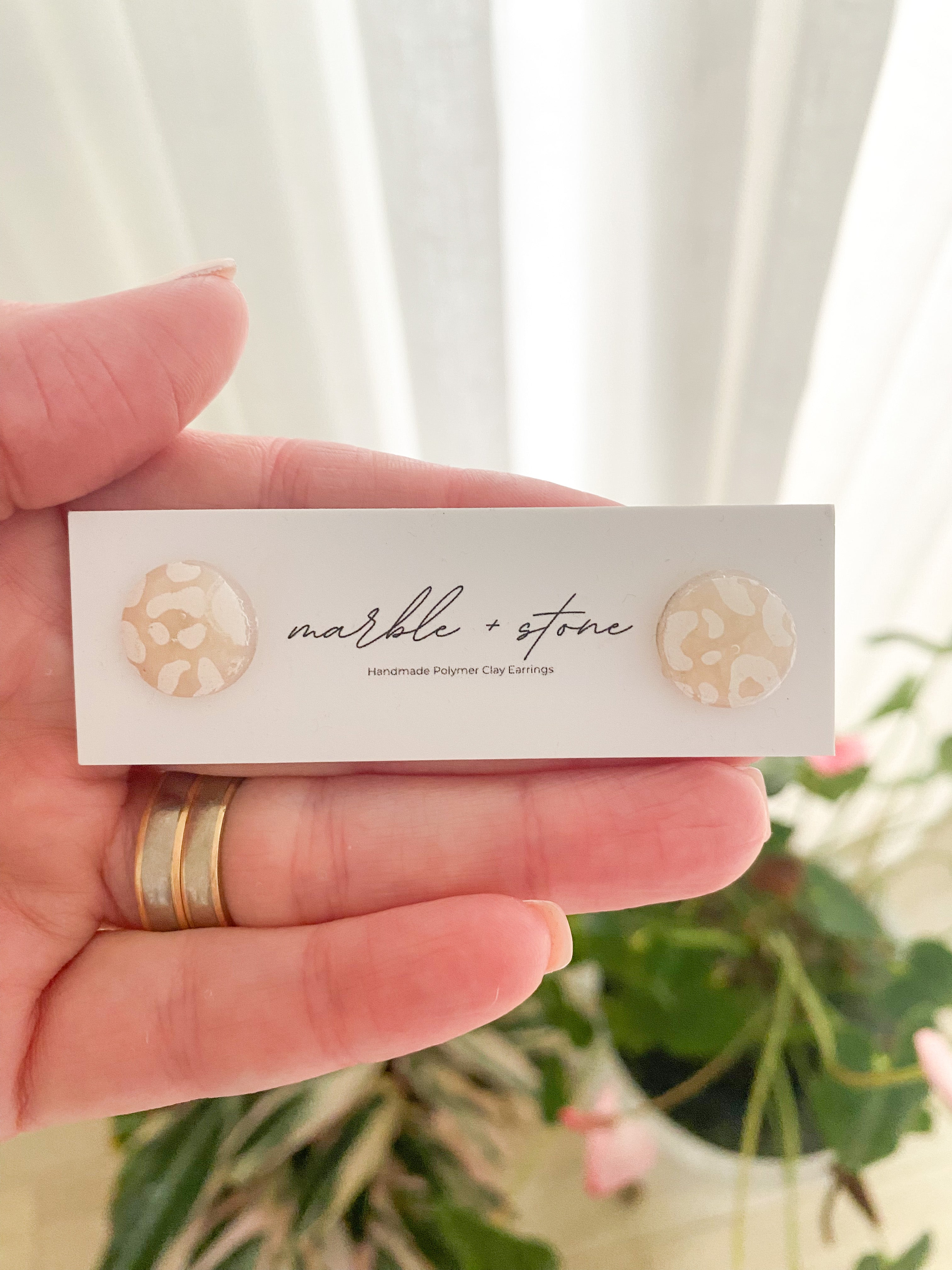 Single stud - white translucent – Marble + Stone Clay